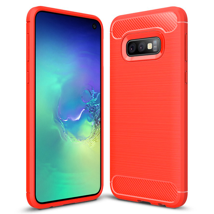Flexi Slim Carbon Fibre Case for Samsung Galaxy S10e (Red)